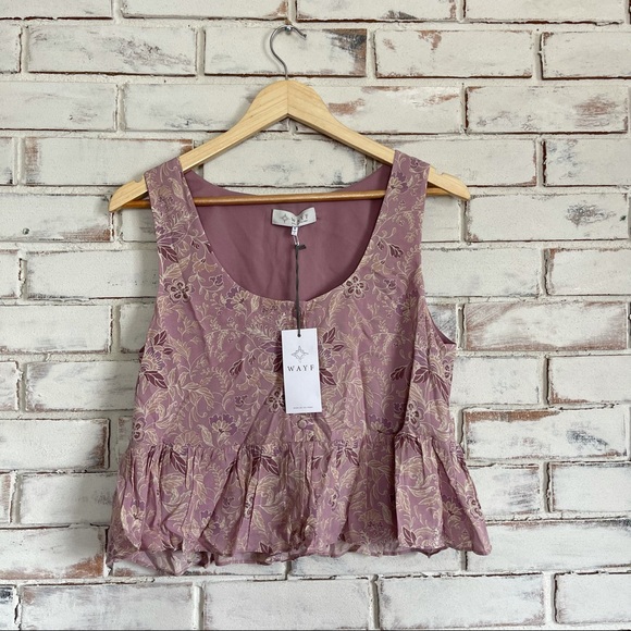 Wayf | Tops | Wayf Purple Floral Cropped Tank Perplum Ruffle New | Poshmark